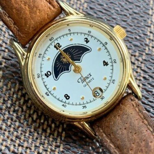 Ladies Timex 364 T Cell Quartz Sun Moon Phase Date Wrist Watch ...