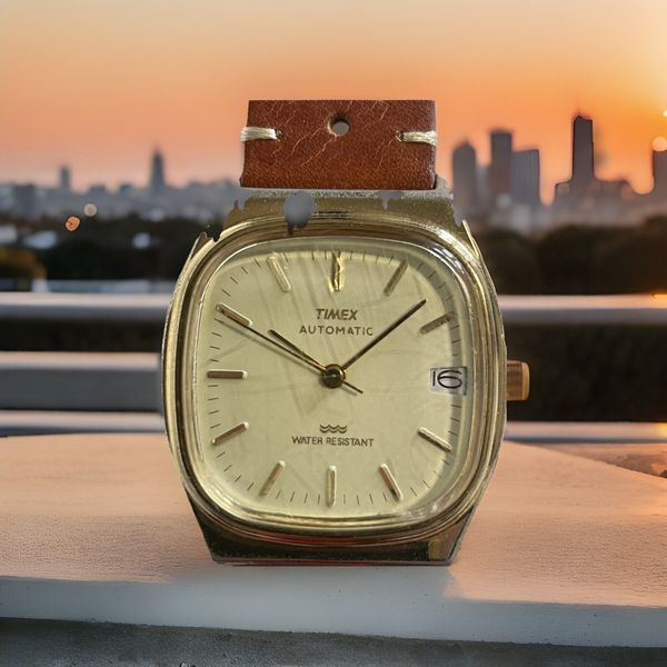 Timex Gents 1983 Omega Type Automatic 34mm Watch TW2W70800 ...