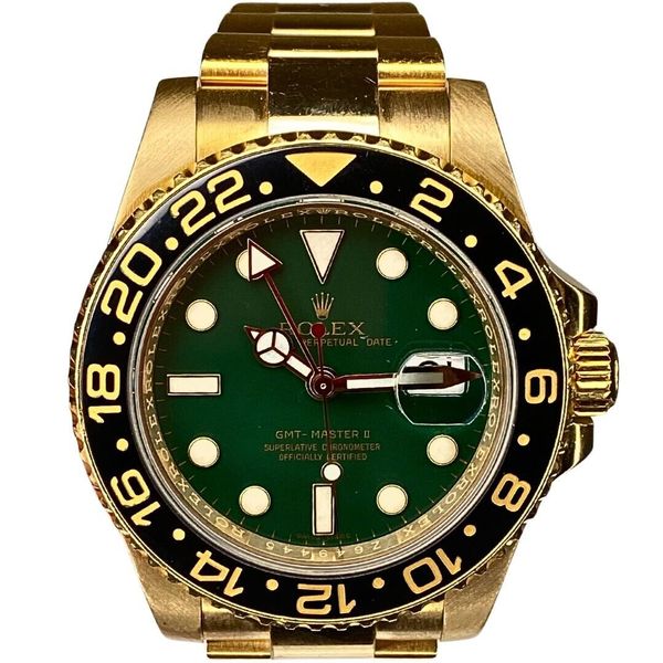 Rolex 116718 GMT Master II Green Dial Anniversary 18k Yellow Gold ...