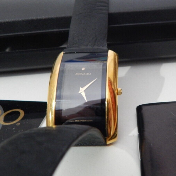 MOVADO La Nouvelle Gold Plated Curved Rectangular Watch 87.C1.480.2 ...