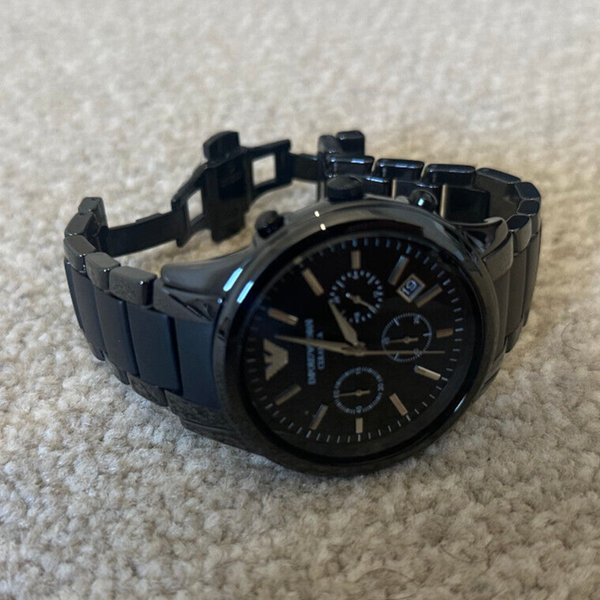 emporio armani ar1452 ceramic black dial 43mm chronograph men's classic ...