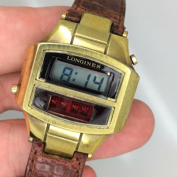 LONGINES GEMINI II Vintage 14K Gold Electroplated Men's LED/LCD ...