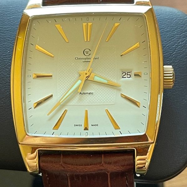 Christopher Ward Slimline Malvern Automatic Gold Tank, 39mm Square ...