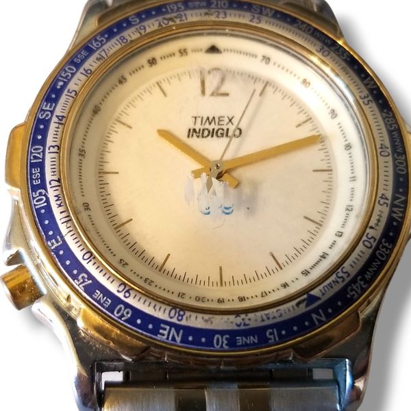 Vintage 1970/80s Timex Indiglo Men Compass Bezel Metallic Sports ...