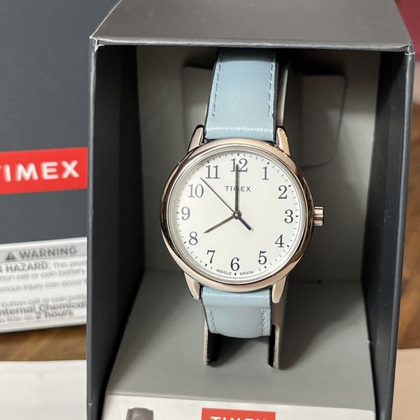 TIMEX Blue Leather EASY READER 30mm Women's Watch - TW2R62900 MSRP: $59 ...