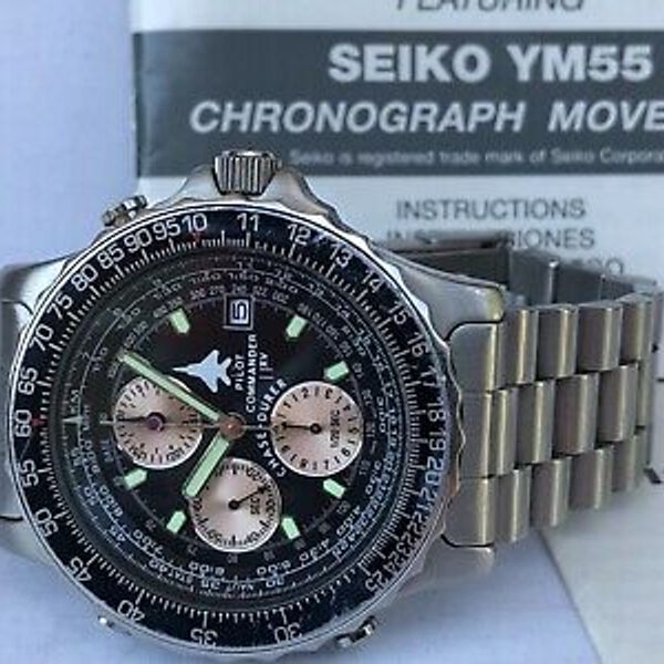 CHASE DURER PILOT COMMANDER XV SEIKO YM 55 *** WORKS AND STOPS 4 PARTS ...