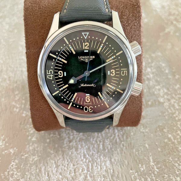 Longines No Date Legend Diver Men's Black Compressor 42mm Watch L3.674 ...