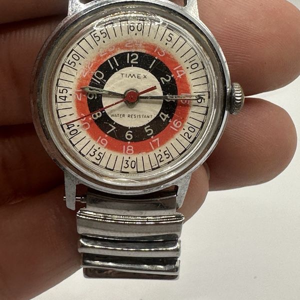 Rare Vintage Timex Bullseye Sprite Wind Up Wristwatch 231702472- Runs ...