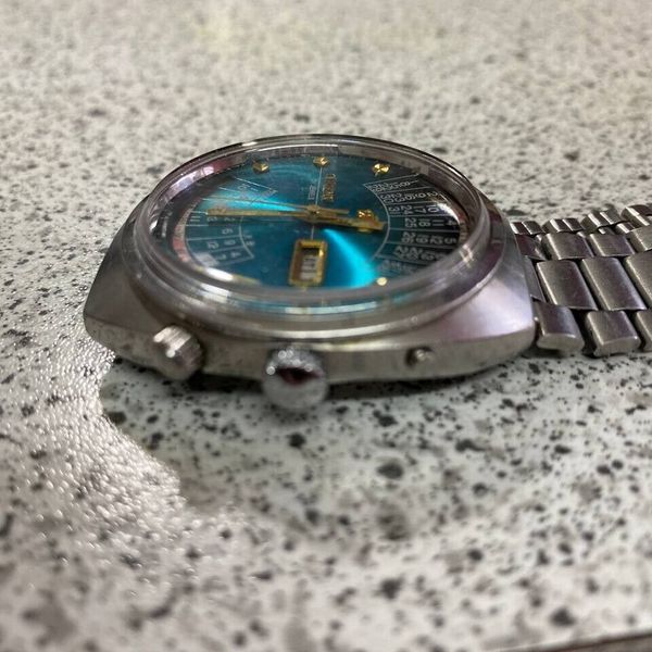 VINTAGE Japan AUTOMATIC watch ORIENT COLLEGE Multi-Year Calendar blue ...