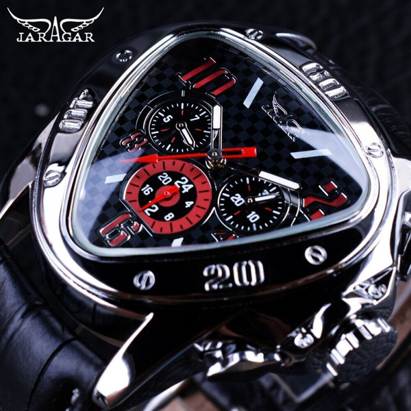 JARAGAR Luxury Sport Design Geometric Triangle Men's Mechanical ...