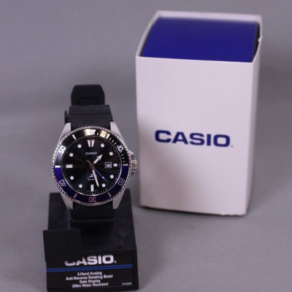 Casio Duro Marlin Blue Black Silver Men's Watch Analog Diver MDV-106B ...