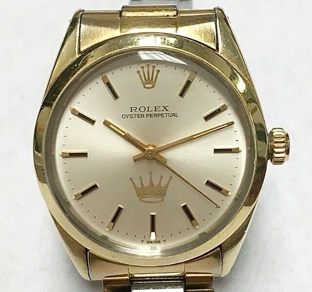 MENS ROLEX OYSTER PERPETUAL WATCH GOLD PLATED HALLMARK CARDS DESIGN ...