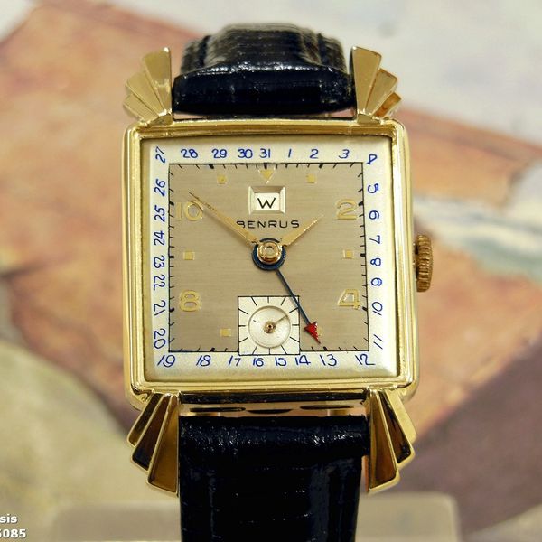 1950's Vintage BENRUS DATE POINTER, Stunning Silver Dial, Serviced ...