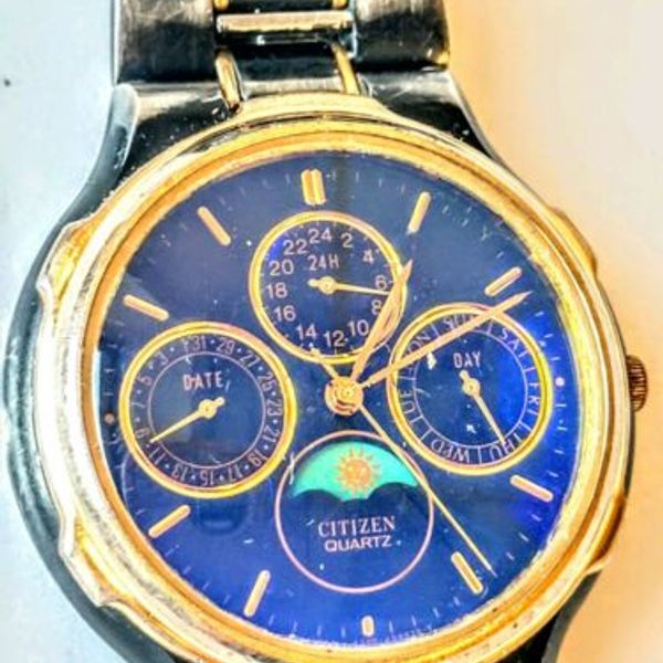 RARE VINTAGE MENS CITIZEN (4330-432258) MOONPHASE CHRONOGRAPH WATCH ...