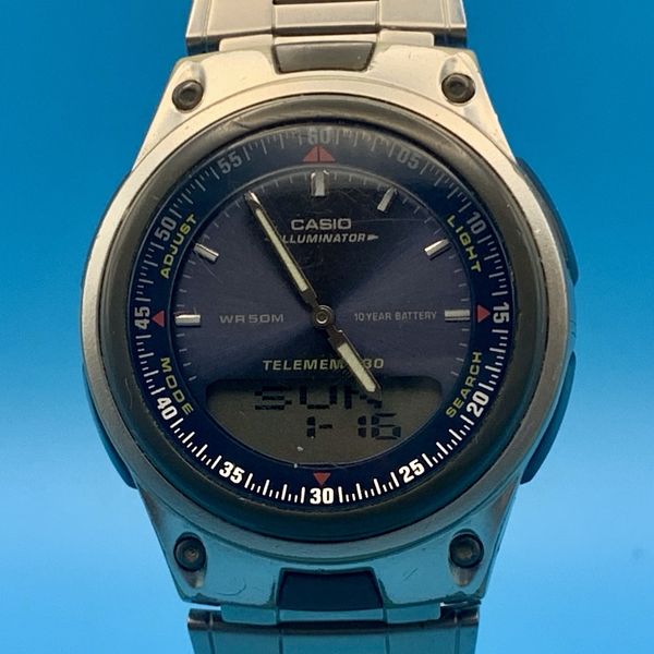 CASIO AW-80 Vintage Menâ s Analog Digital Watch Telememo 30 Timer ...