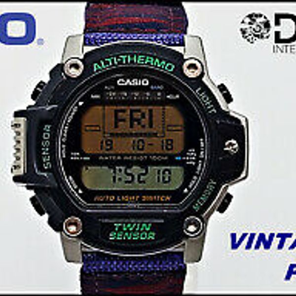 Vintage Casio prt-30 pro trek thermometer auto light qw.1405 japan ...
