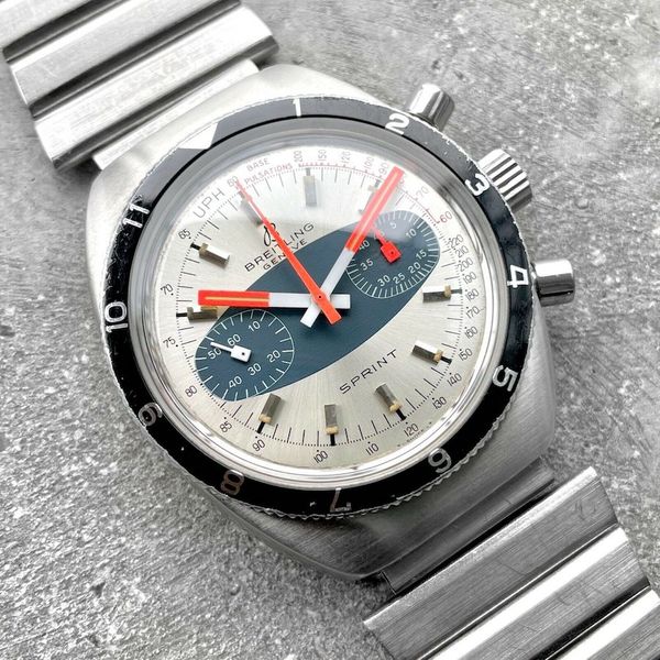1970 Breitling Sprint Chronograph Stainless Steel Blue Rally dial ...