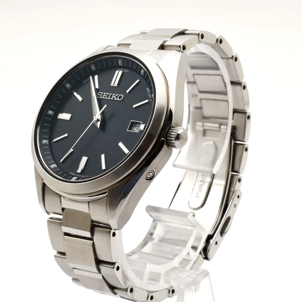 ã Mint w/Boxã Seiko SBTM323 7b72-0ac0 Black Dial Solar Atomic Men Watch ...