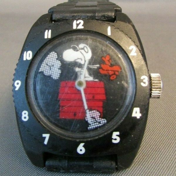 RARE 1965 TIMEX SNOOPY RED BARON WATCH FRANCE Original Band Works Good ...