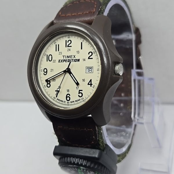 Timex Expedition 905 U9 2010 Watch New Battery 39MM 8" Indiglo Brown ...