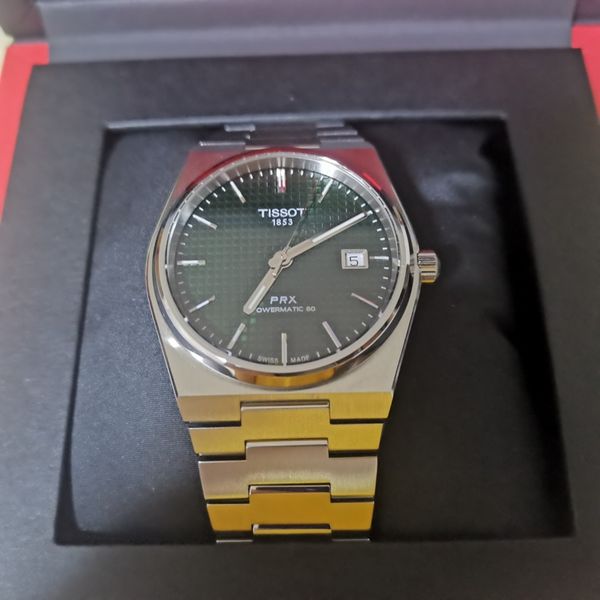 Tissot PRX Green Waffle Dial 40mm Automatic Powermatic 80 Movement Men ...