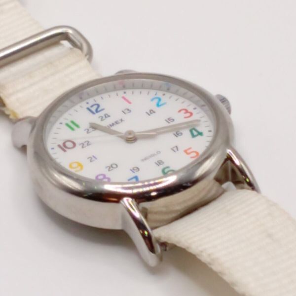 TIMEX WEEKENDER WOMEN'S WATCH - WHITE NYLON BAND - NEW BATTERY ...