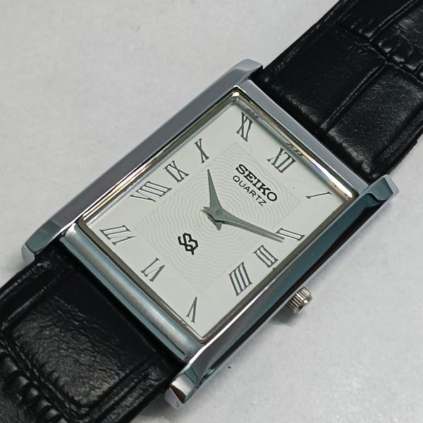 SEIKO TANK Rectangular White Dial Japanese 27mm Men's Wristwatch ...