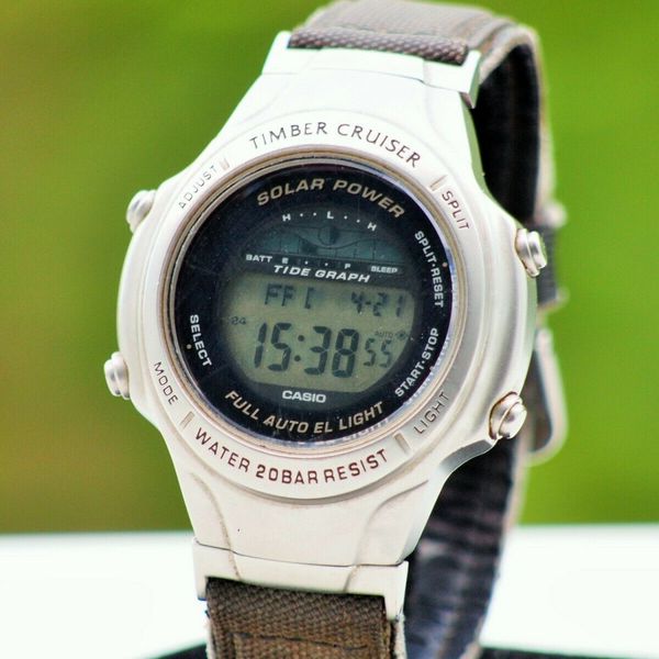 Rare Casio Timber Cruiser Solar Power, TIC-10, 2037, Tide Graph, 20 Bar ...