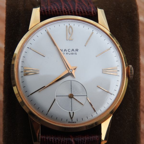 [€175 EUR] Vintage Nacar small-seconds oversized dresswatch (LNOS ...
