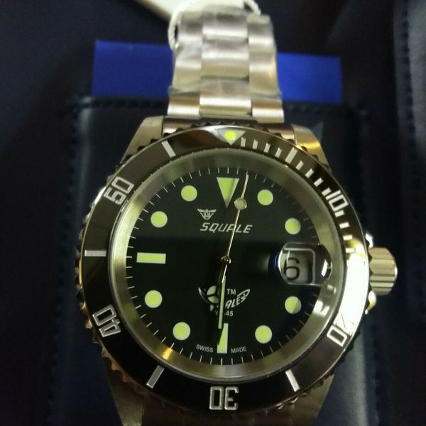 Squale 20 ATMOS 1545 Black Maxi Dial Ceramica 40mm Automatic Divers ...