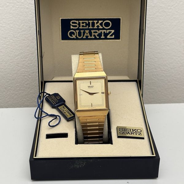 NOS VINTAGE SEIKO 6439-5089 TANK GOLD TONE MEN'S WATCH Neo Box - NEW ...