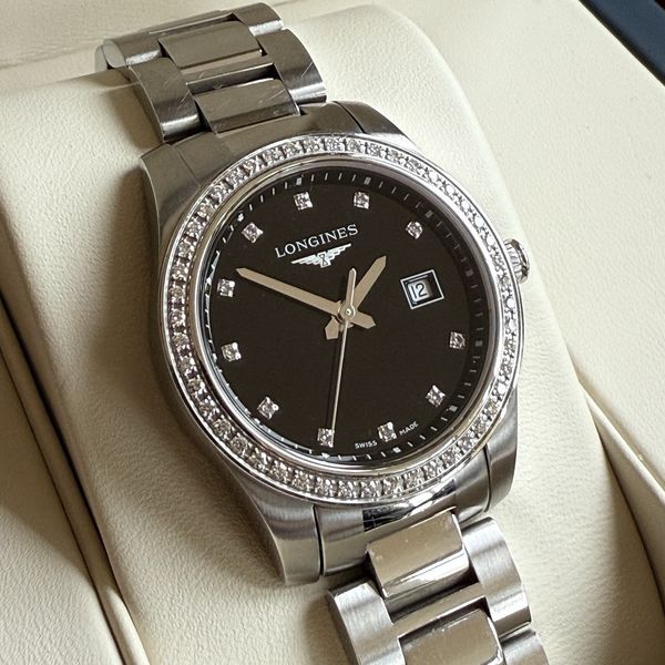 Longines Conquest | Black Diamond Dial | Stainless Steel | 29.5mm ...