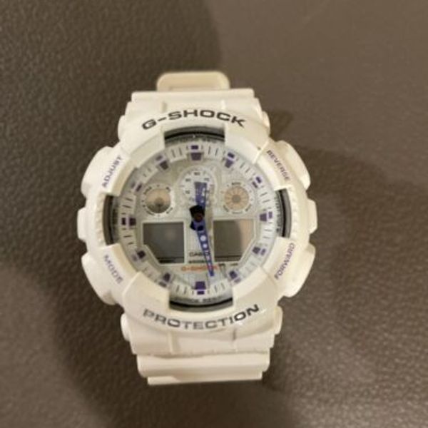 Casio G-Shock GA100A-7A White Analog/Digital Men's Watch Needs BATTERY ...