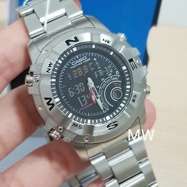 Authentic NEW CASIO AMW-705D-1A MOON PHASE HUNTING TIMER THERMOMETER ...