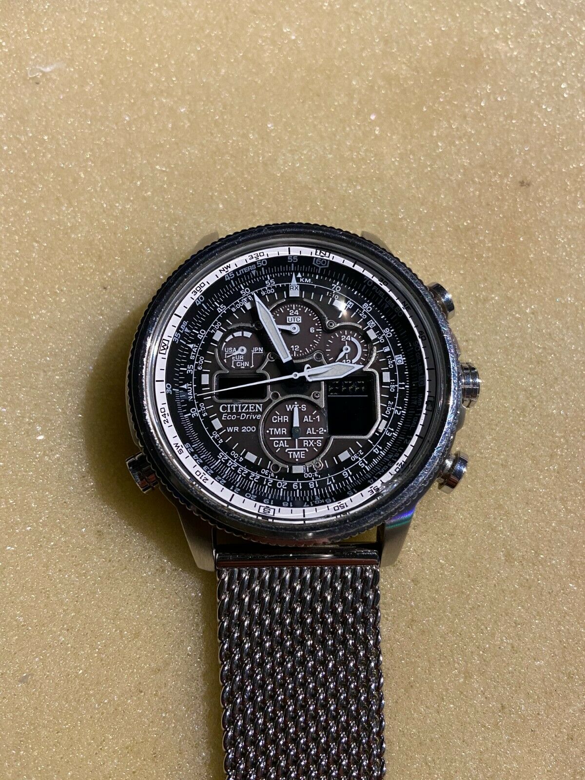 Citizen Eco-Drive Navihawk A-T Chronograph Mesh Band Men's Watch JY8030 ...