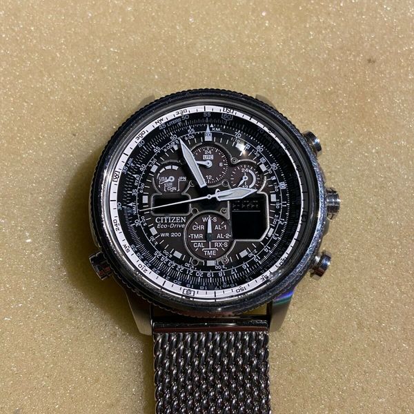 Citizen Eco-Drive Navihawk A-T Chronograph Mesh Band Men's Watch JY8030 ...