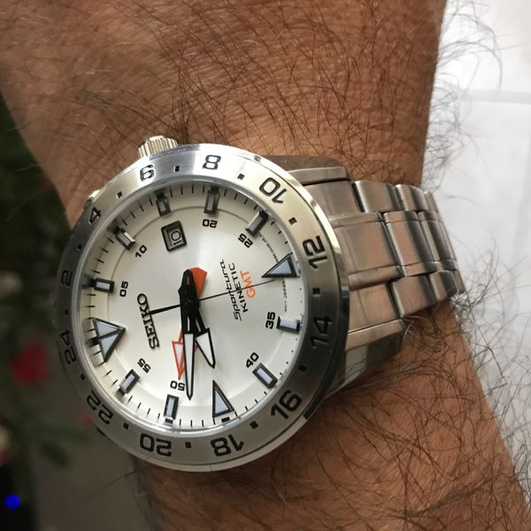 SEIKO GMT WHITE DIAL KINETIC SUN025P1 SOLD! | WatchCharts Marketplace