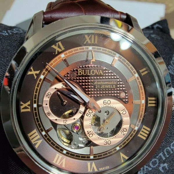 Bulova 96A120 Wrist Watch for Men leather band w/deployable clasp ...