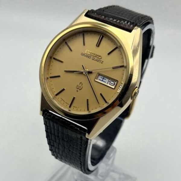 Seiko Grand Quartz 4843-8110 36mm Gold Toned Day Date Watch 1977 VTG ...
