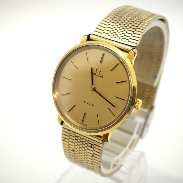 Omega Deville Watch Round Men's Gold Dial 34mm Automatic Vintage Swiss ...