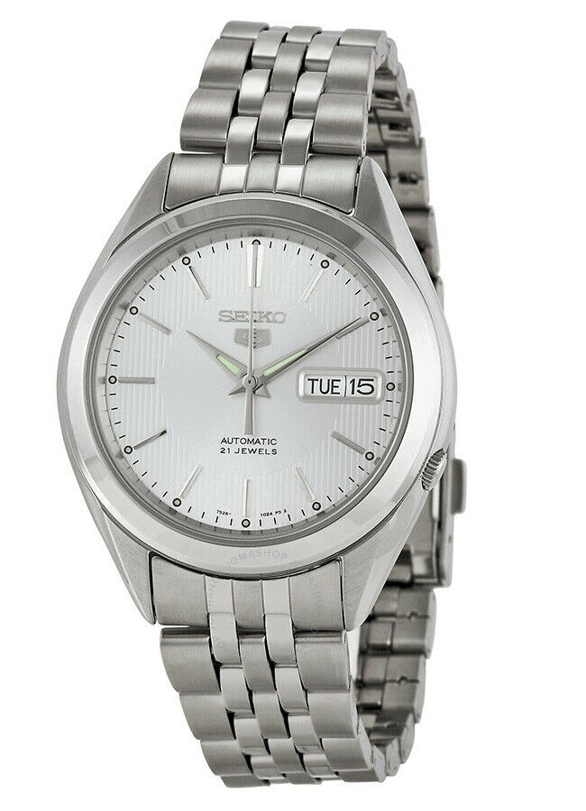 Seiko 5 SNKL15 Men's Stainless Steel Silver Dial Day Date Automatic ...