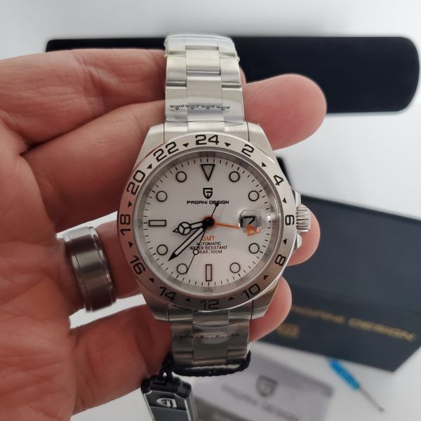 Men's Automatic GMT Watch Explorer White Dial Pagani Design PD-1682 NIB ...