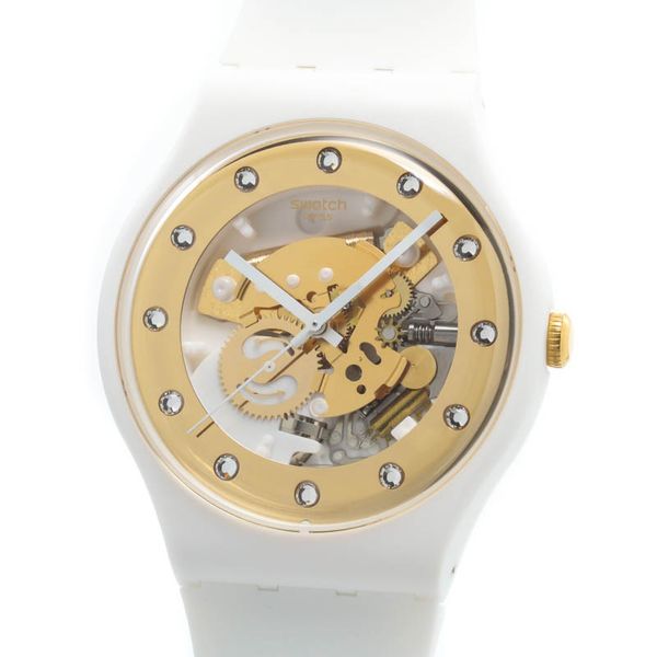 Swatch [SWATCH] Sunraygram SUOZ148 Men's Gold/Skeleton Plastic Watch ...