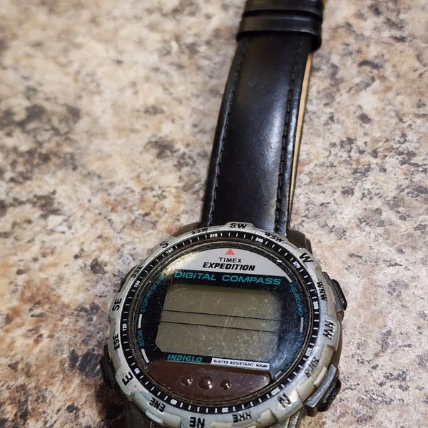 Timex Expedition Watch Men Digital Compass Silver Tone Indiglo Timer ...