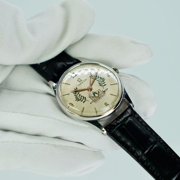 Rare Vintage Omega Mens Wrist Watch with Masonic and Foliate Art-deco ...