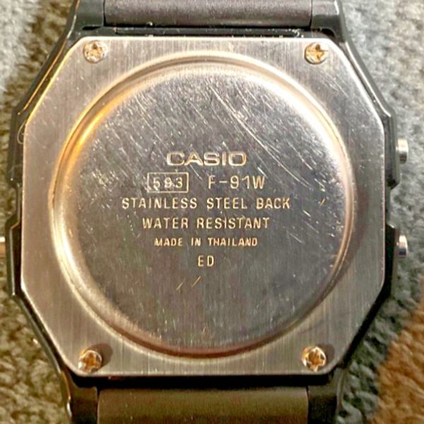 CASIO ALARM CHRONOGRAPH 593 F-91W DIGITAL 34mm WATCH NEW BATTERY ...