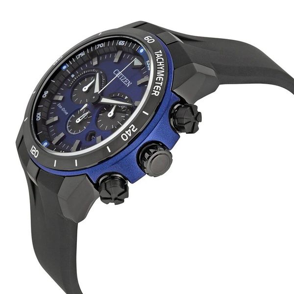 Authentic Citizen Eco-Drive Black and Blue Case Polyurethane Watch ...
