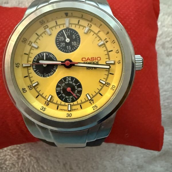 Rare Yellow face, Casio EF305 Edifice, 3-Eye Watch, Resin Band ...