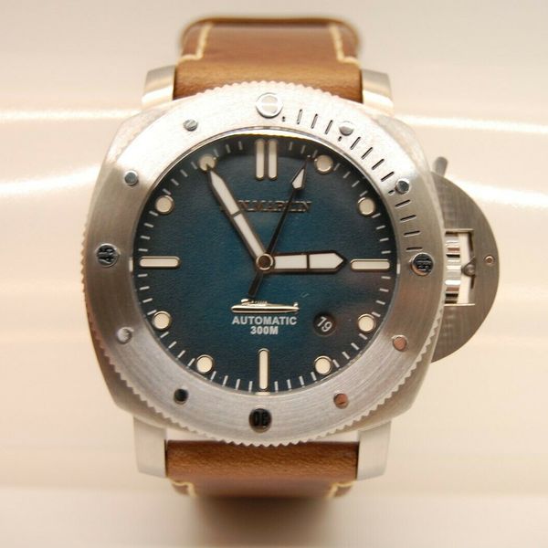 San Martin SN048G 44mm Submersible Blue Dial Automatic Diver Watch ...