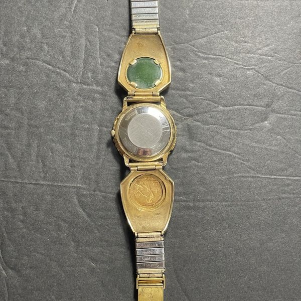 Rare! Alaskan Gold Nugget and Jade Bulova Accutron Wristwatch Runs ...